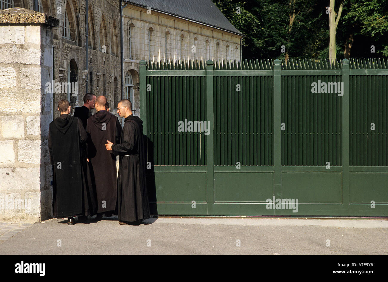 A group of Benedictine Order monks outside of the ancient Abbey of St ...