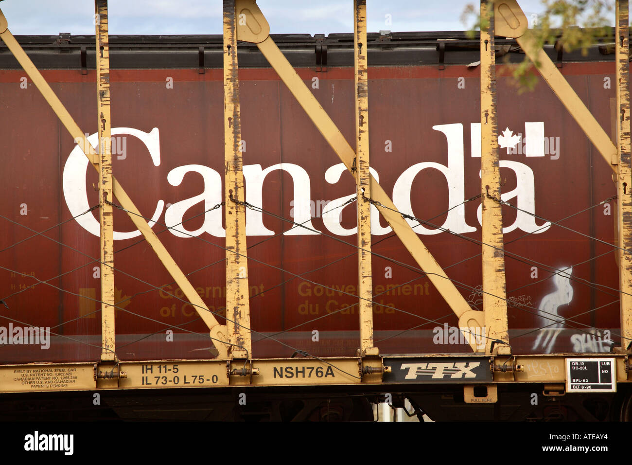 grain car on siding at Maple Creek in Saskatchewan Canada Stock Photo ...
