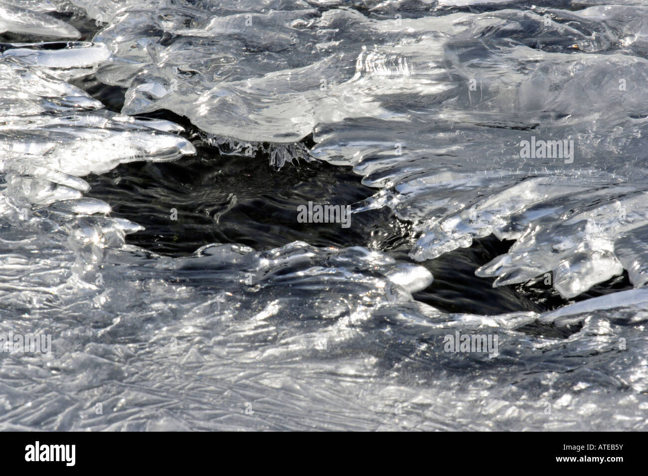 Ice formations in a brook Stock Photo - Alamy