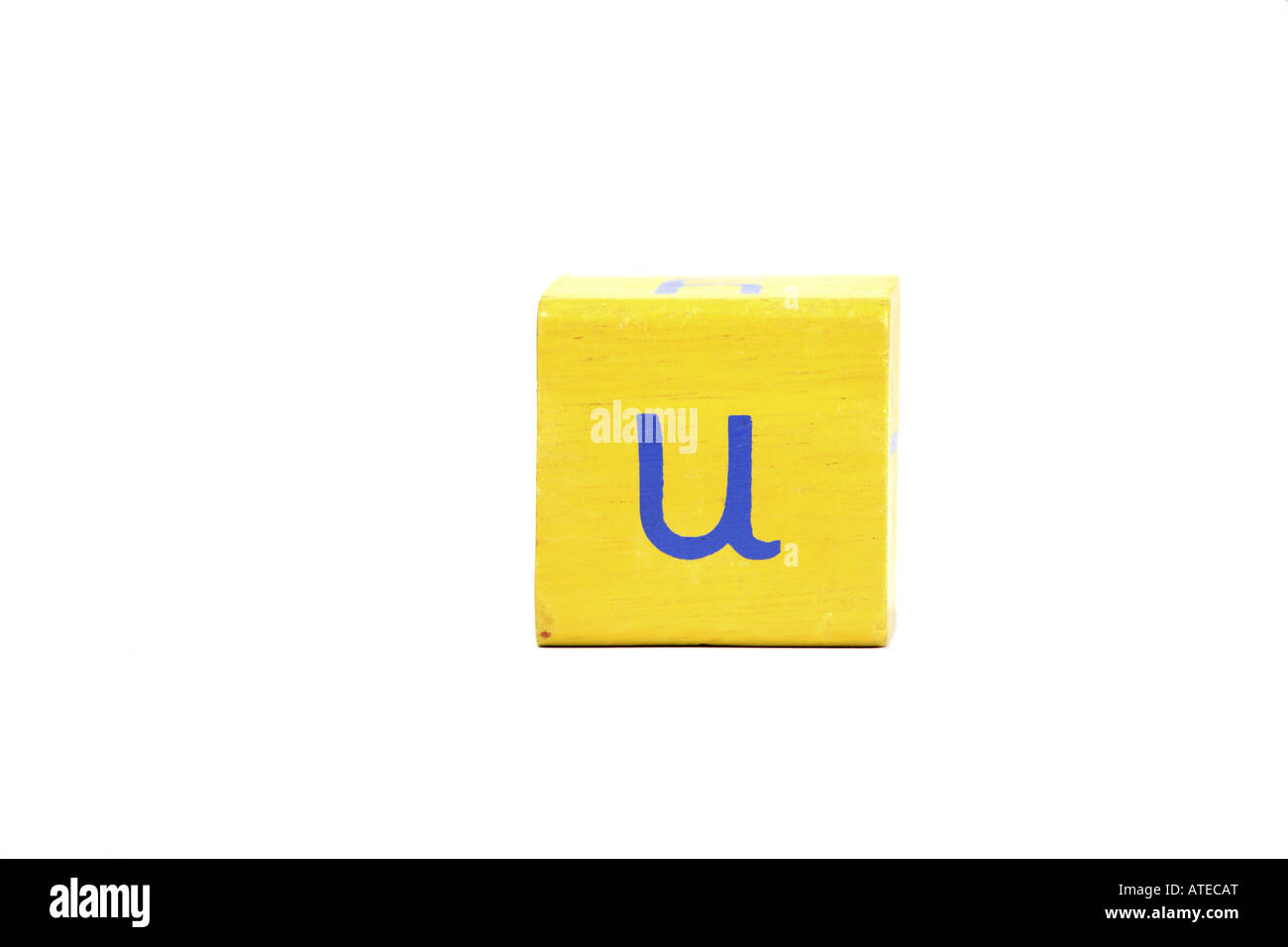 Letter U Wooden Block Stock Photo - Alamy