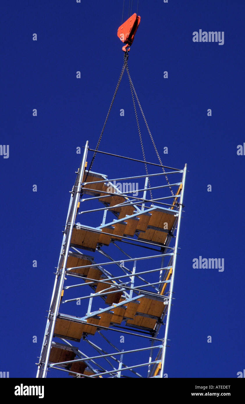 Stairway lifted by crane / Stuttgart Stock Photo - Alamy