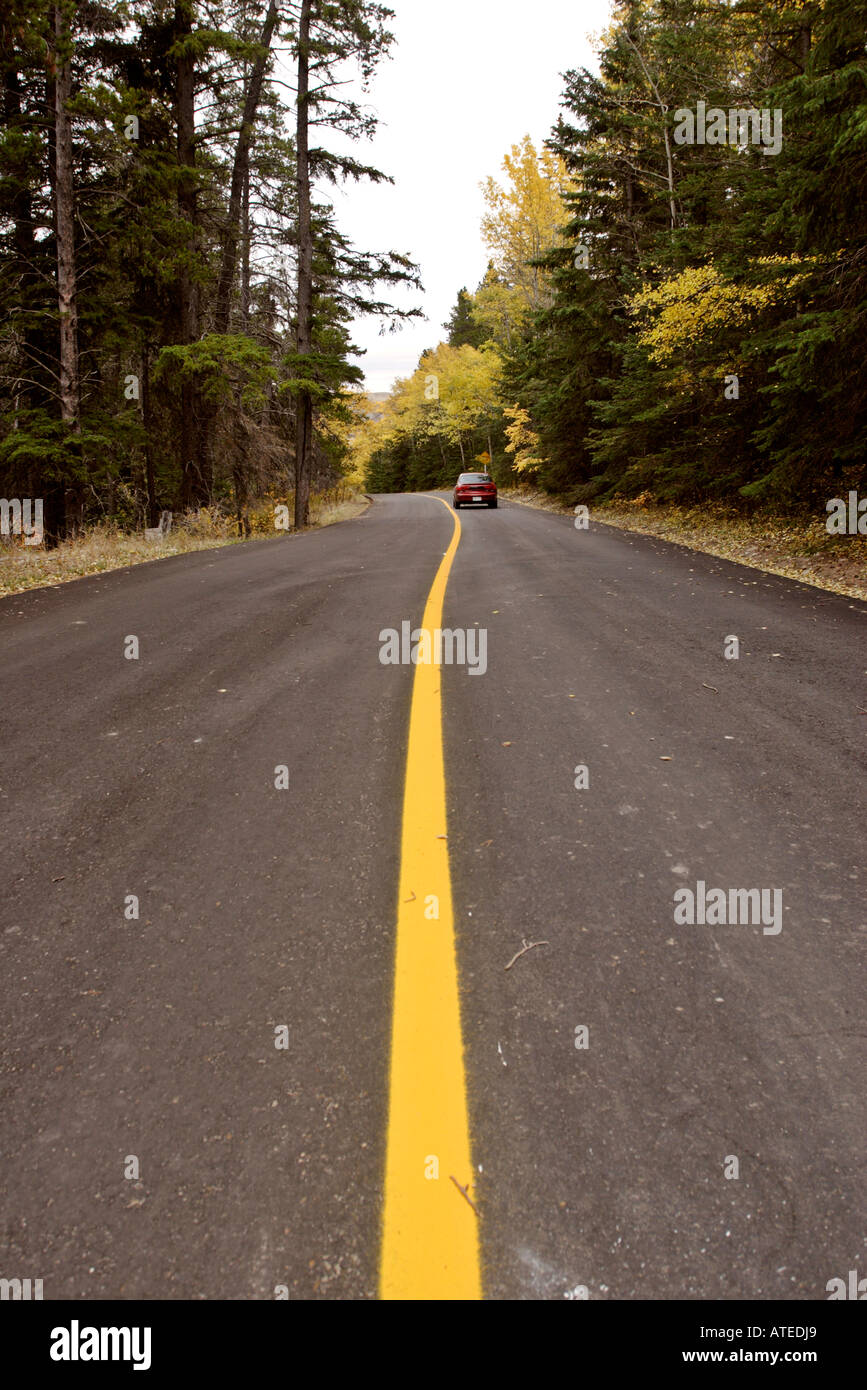 Center line on road into Cypress Hills Park in Saskatchewan Canada ...