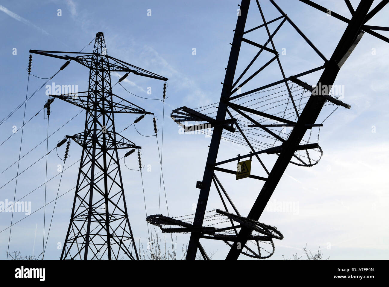 UK Electricity pylons by the Leah Canal next to the Olympic Park under ...