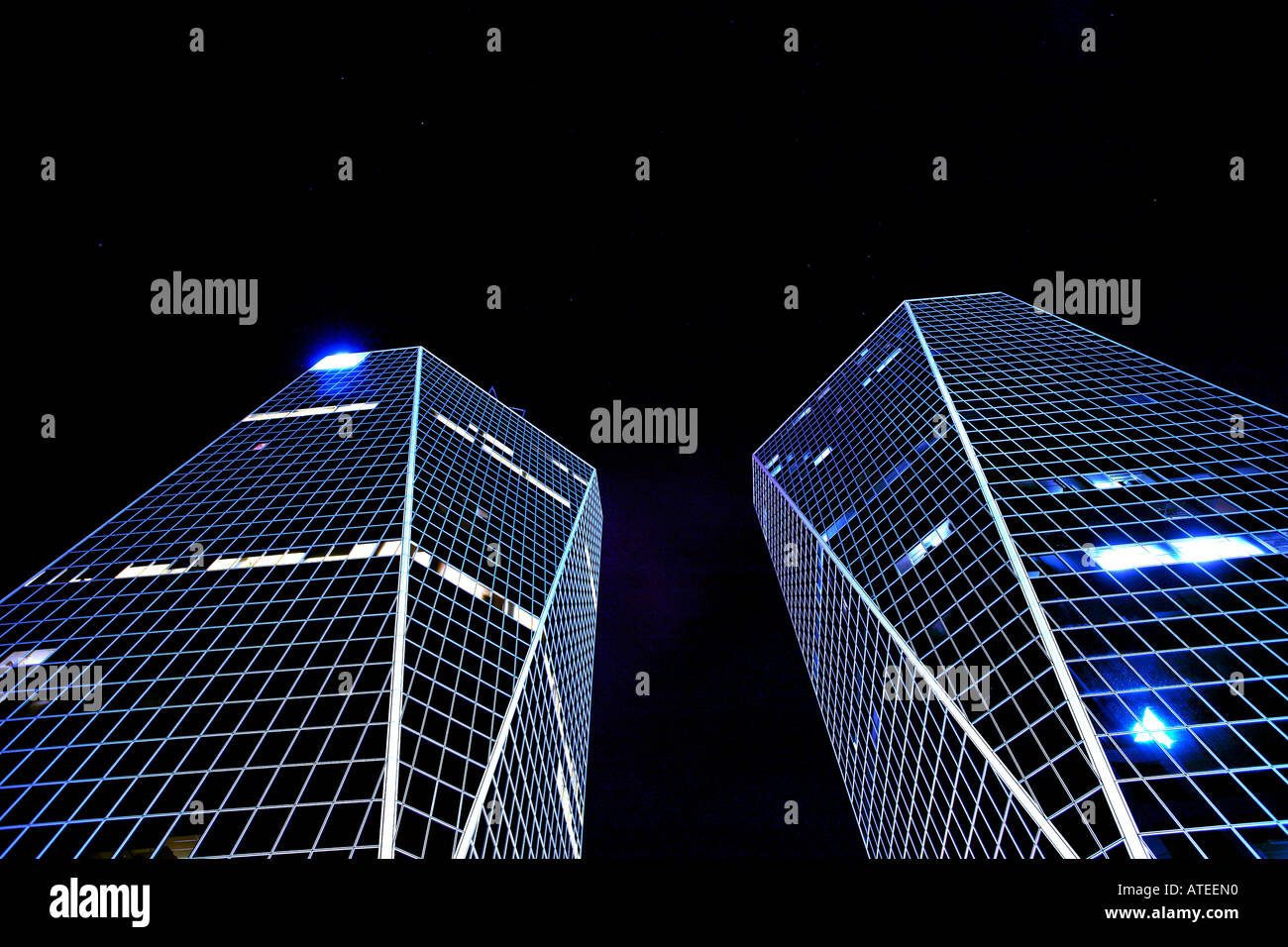 Night view of the Hill Towers in Regina Stock Photo - Alamy