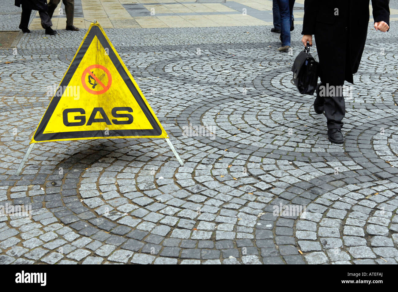 gas sign yellow warning triangle berlin germany pollution poison ...