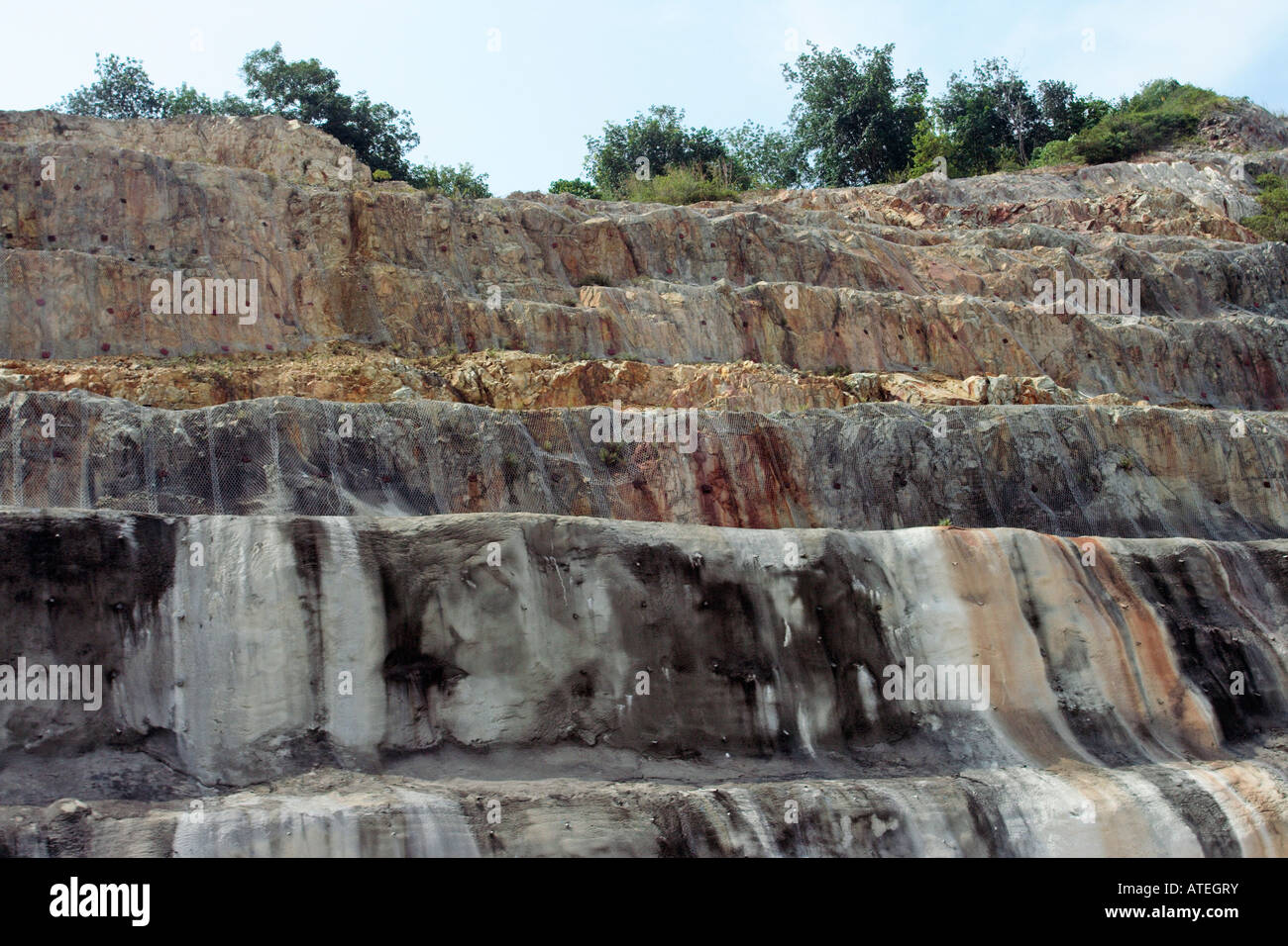 Multi layered and multi colour rock formation in Malaysia Stock Photo ...