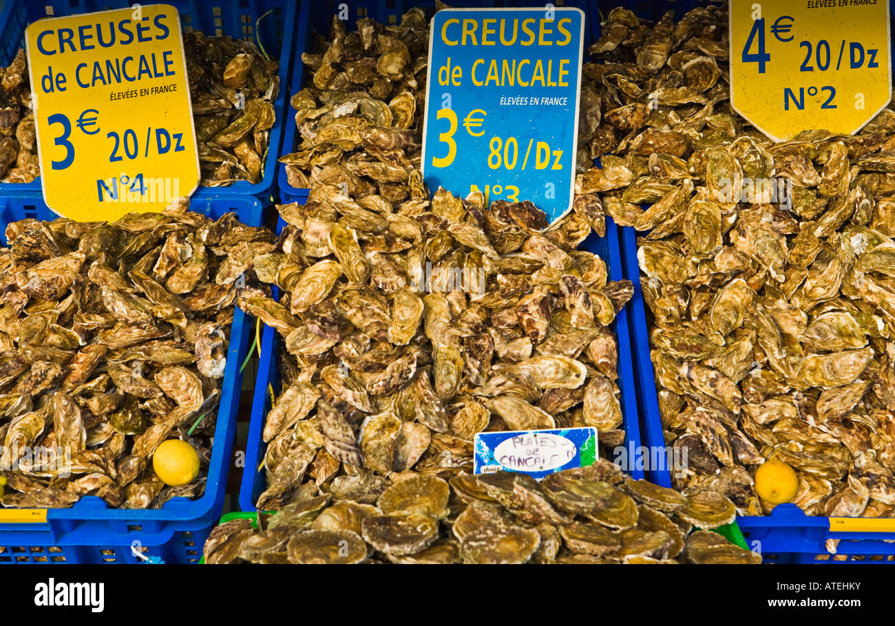 Cancale oysters seafood market tradition famous Stock Photo - Alamy