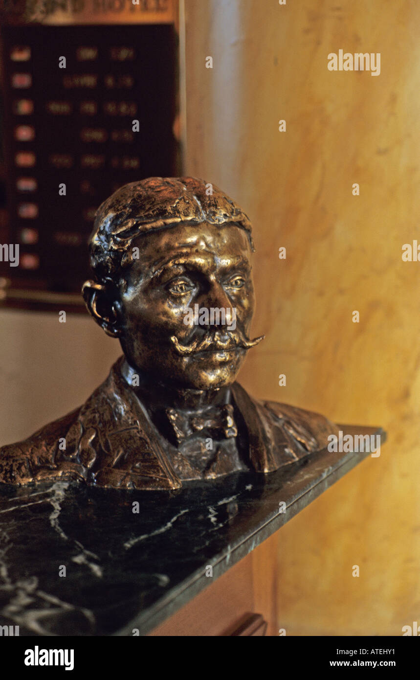 A bronze bust of the writer Marcel Proust in the foyer of the Grand ...