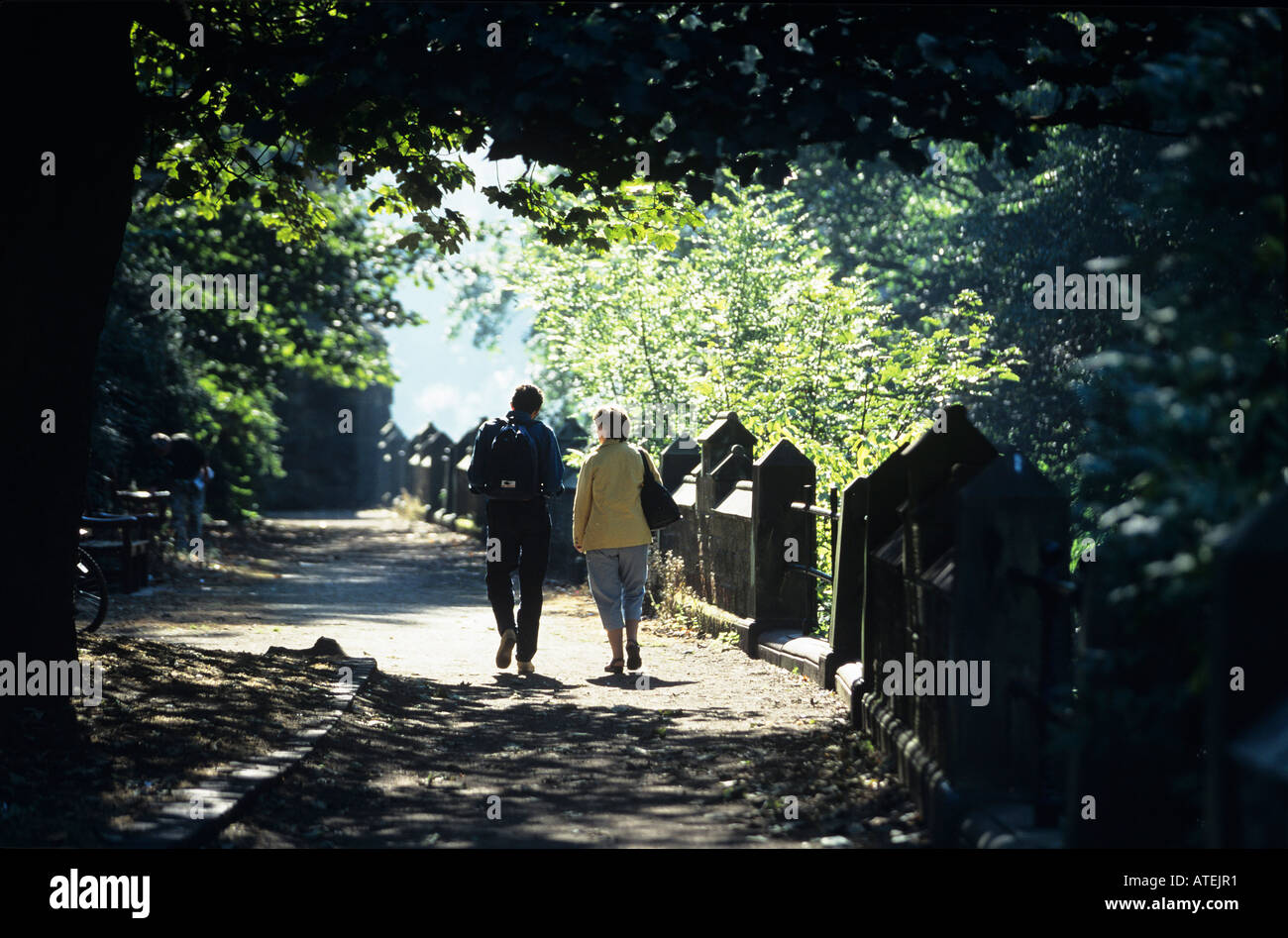 Walk by water of Leith at Stockbridge Edinburgh Couple walking along ...