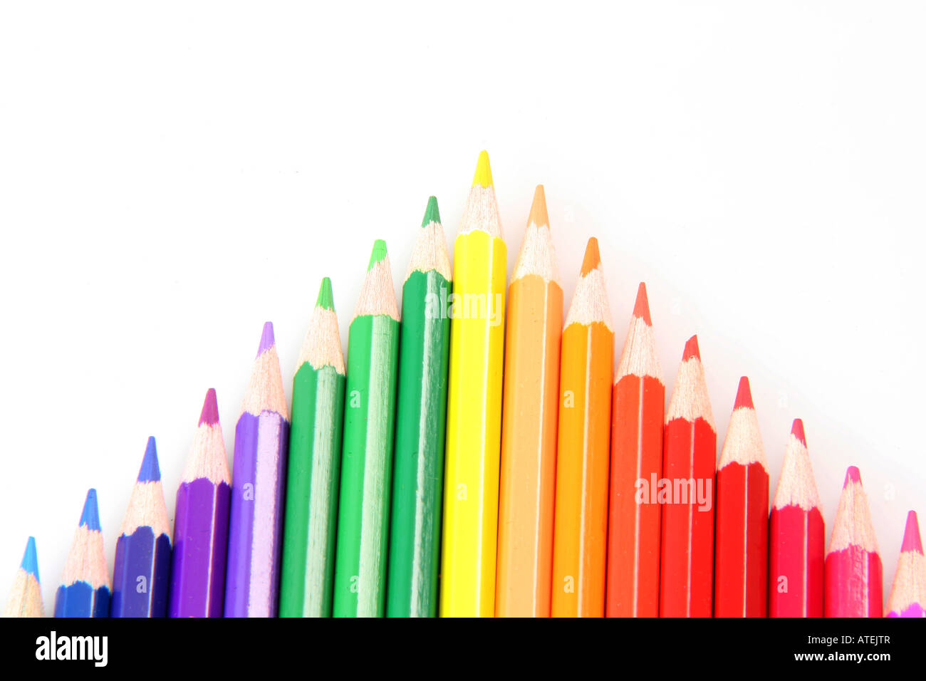 colorful arrow made of pencils isolated on white background Stock Photo ...