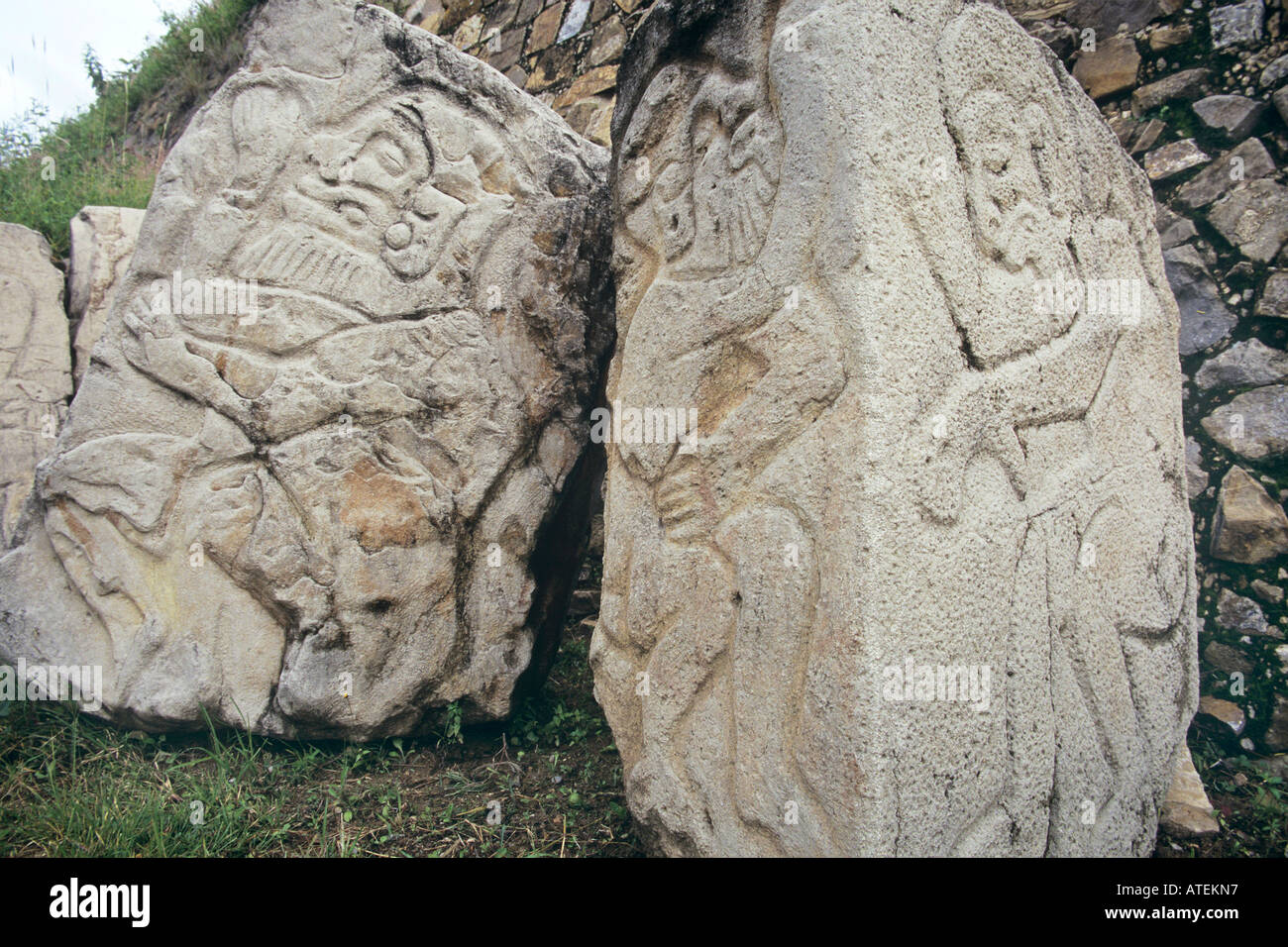 Detail of cavered tablets depicting contorted male figures that forms ...