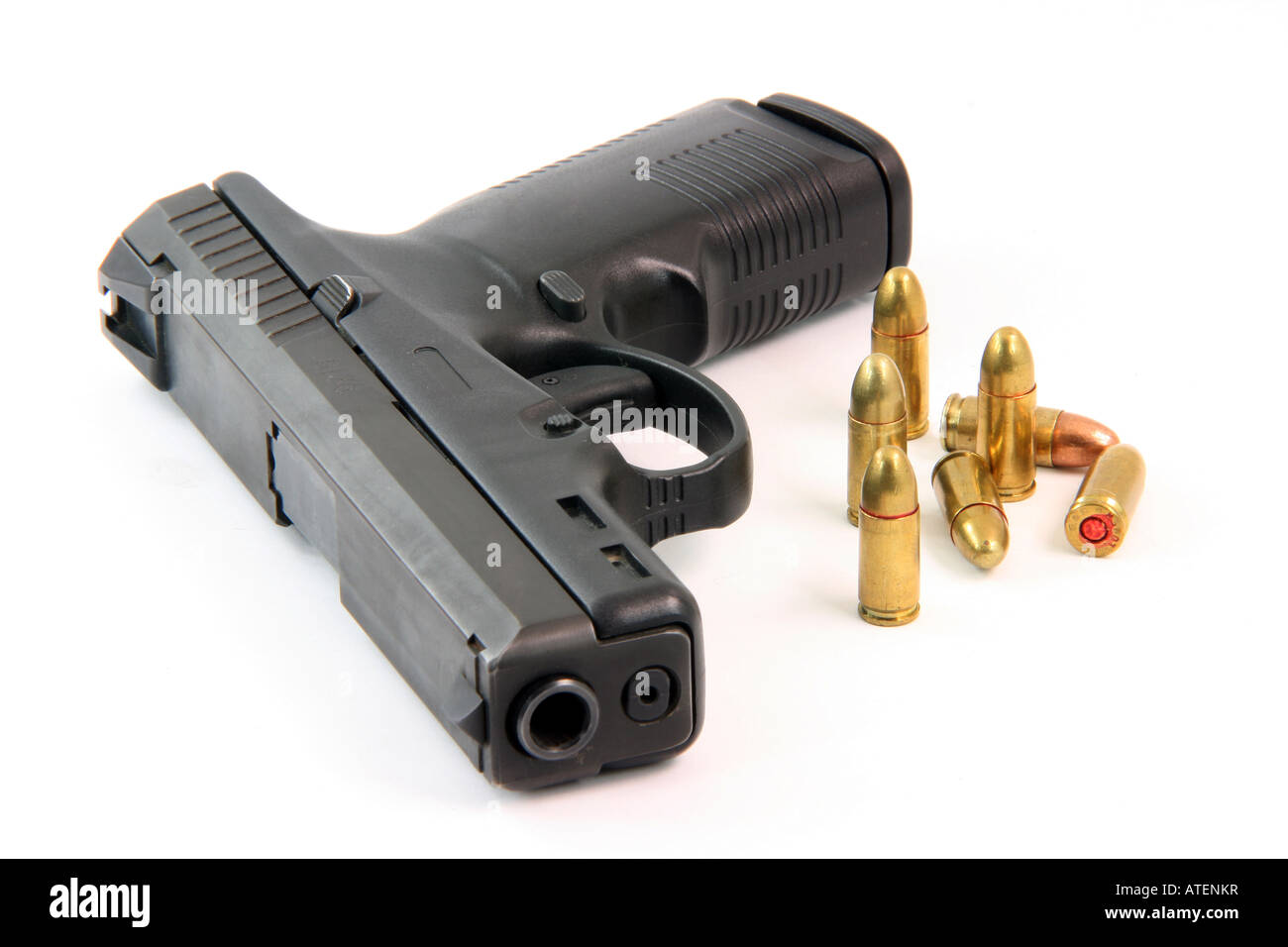 handgun and bullets isolated on white background Stock Photo - Alamy