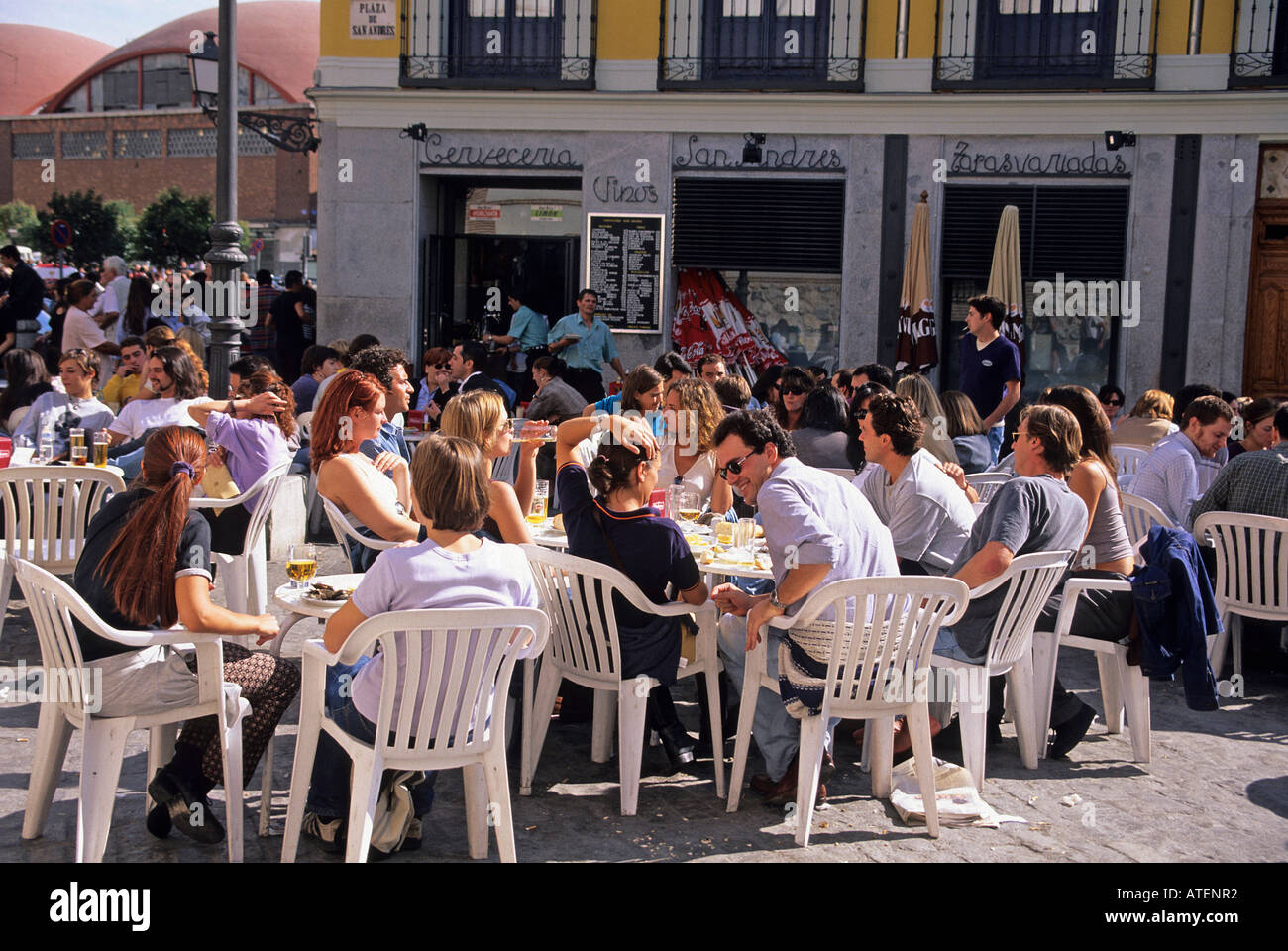 Diners in one of the many outdoor cafes bars and restaurants which are ...