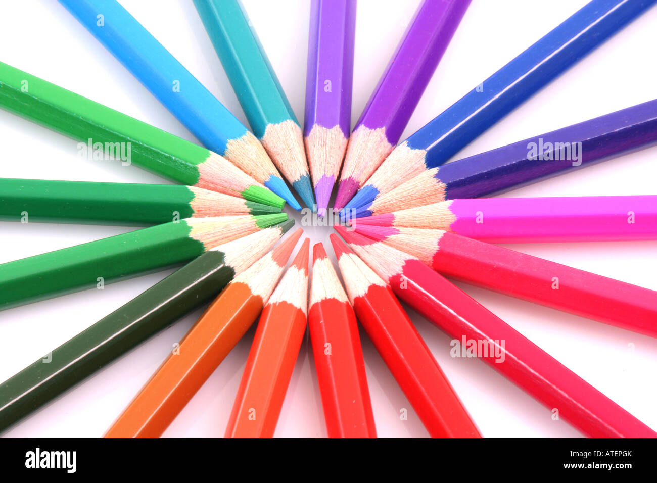 circle rainbow from Color pencils isolated on white background Stock ...