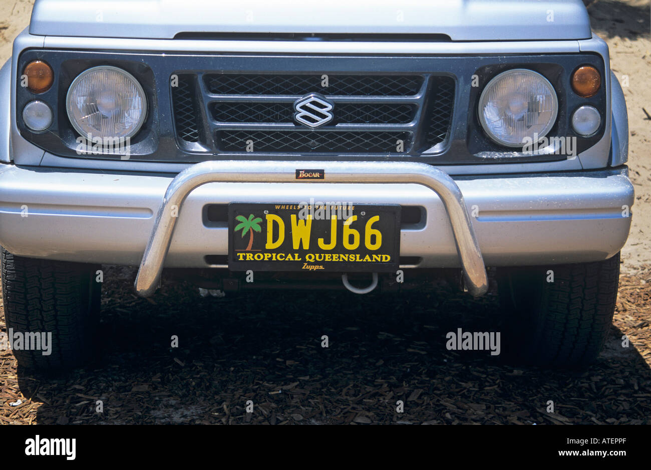 A Queensland number plate typically adorning a four wheel drive Stock ...