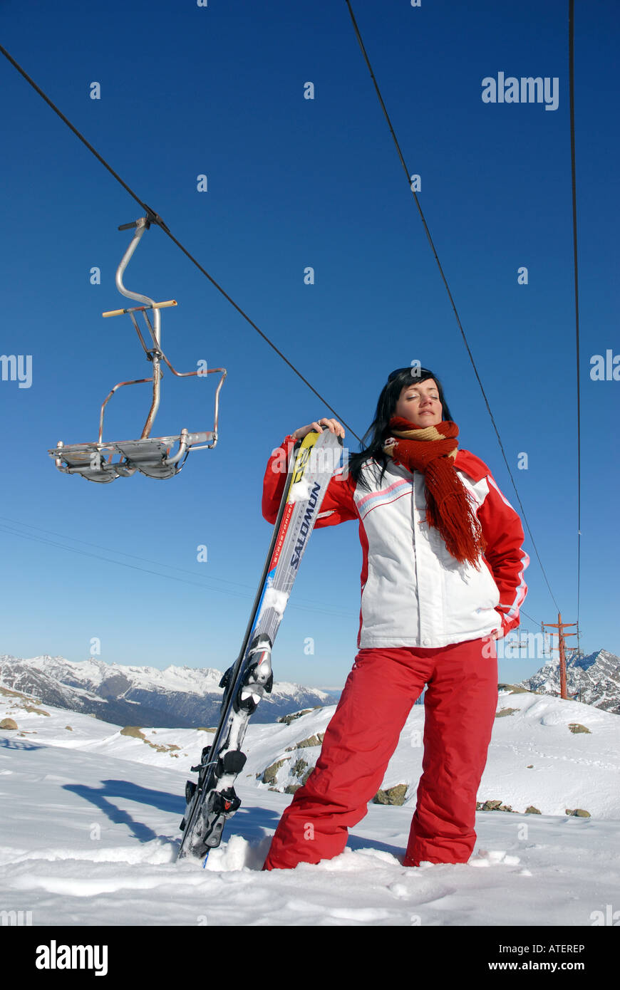 Woman sunbathing in snow hi-res stock photography and images - Alamy