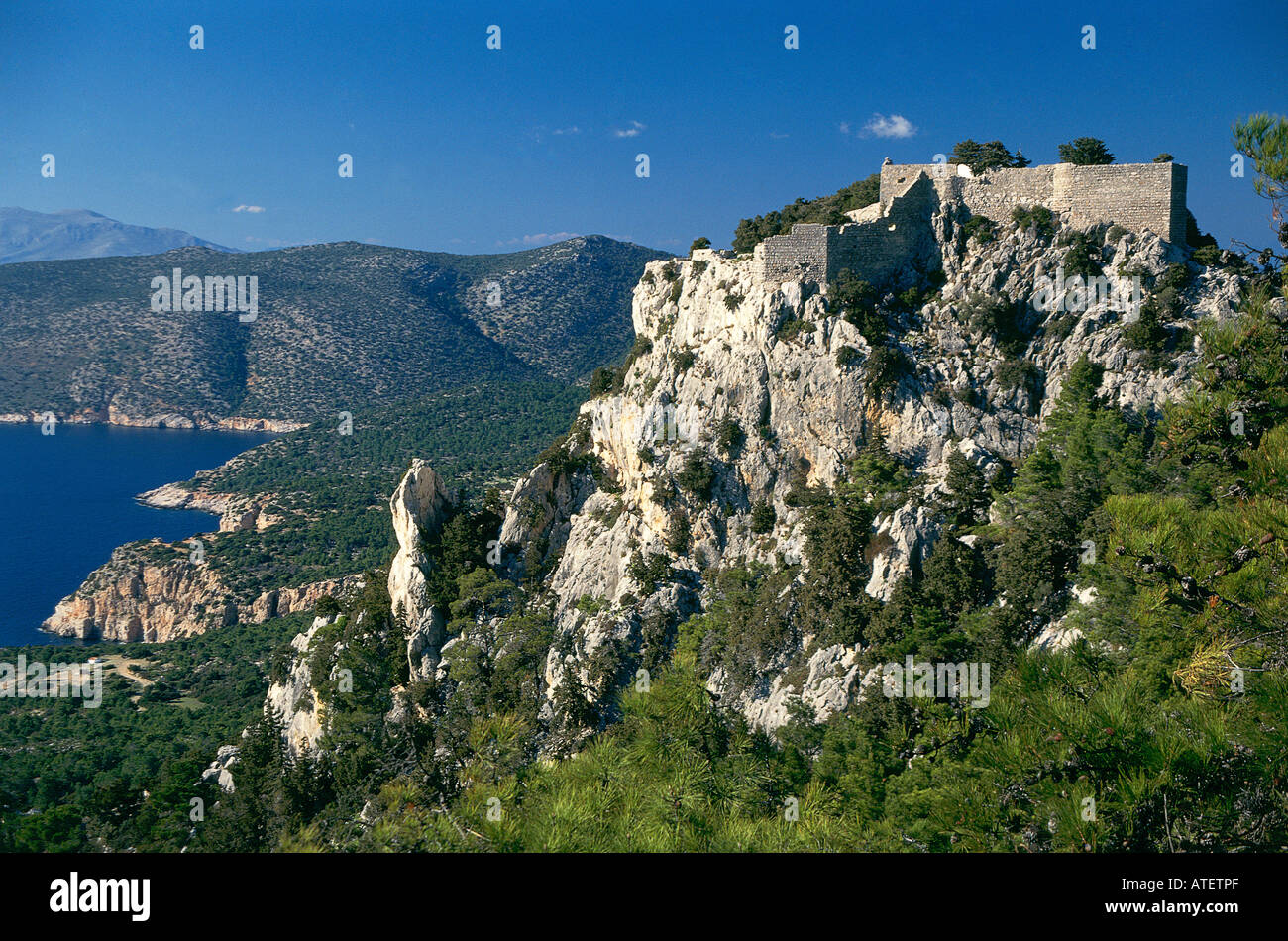 The 15th century castle at Monolithos Stock Photo - Alamy