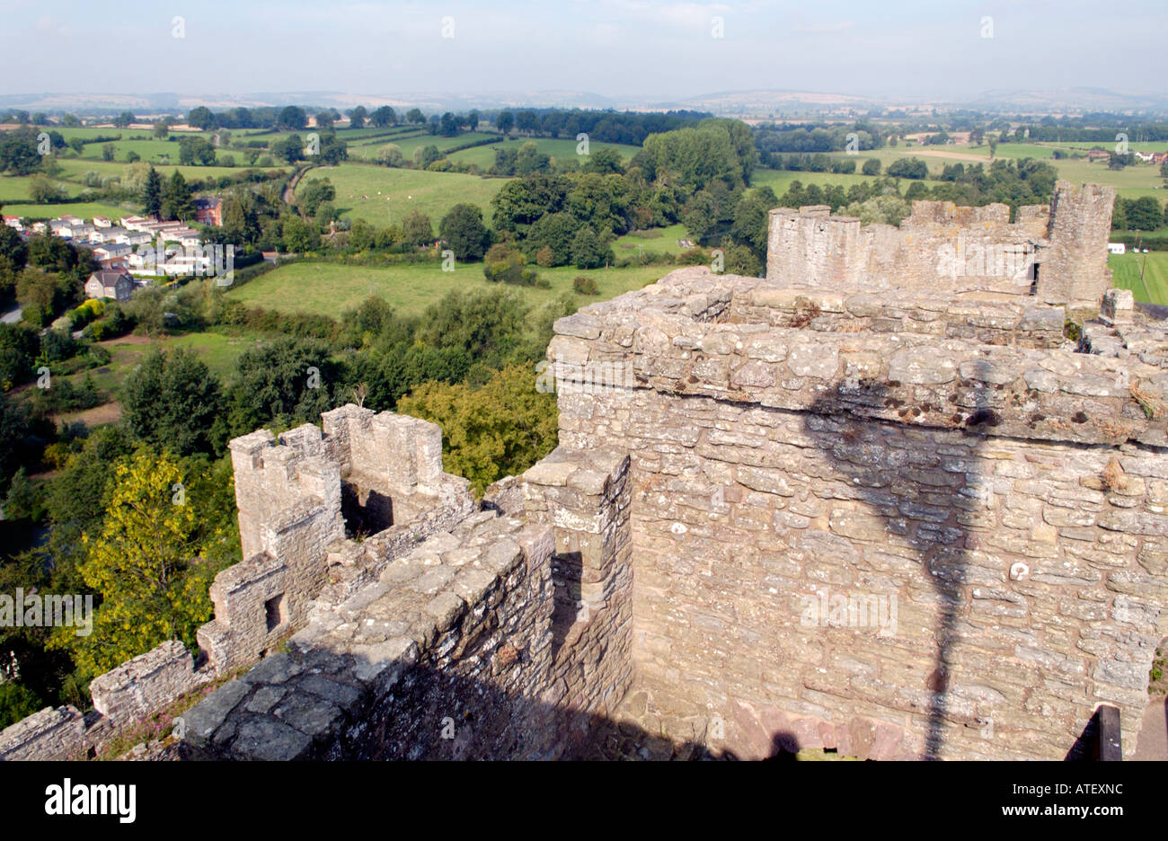 View over Ludlow Castle dating from 1085 Shropshire England UK Stock ...