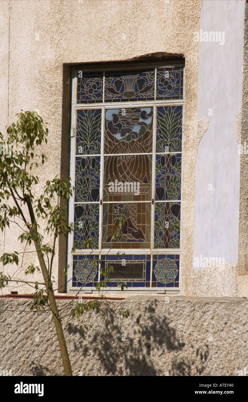 Israel Details of the colour glass windows at the Tel Aviv grand ...