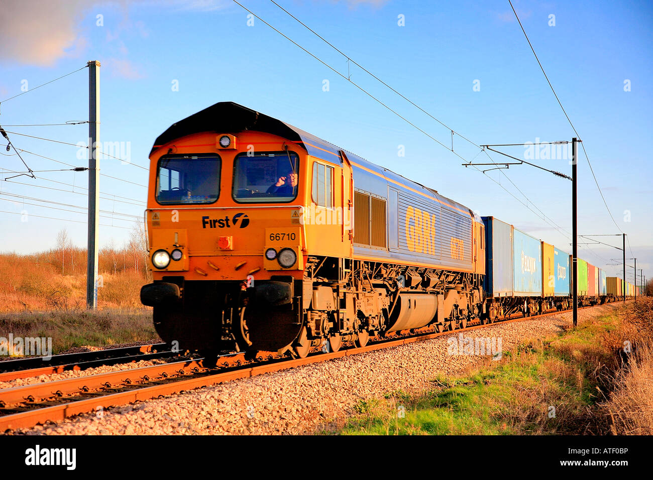 Train rail railway engine loco locomotive containers wagons freight hi ...