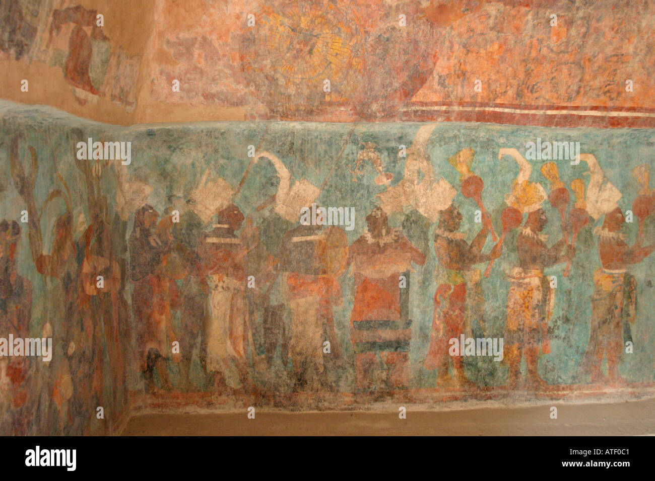 The beautiful Mayan paintings at Bonampak near Palenque Mexico Stock ...