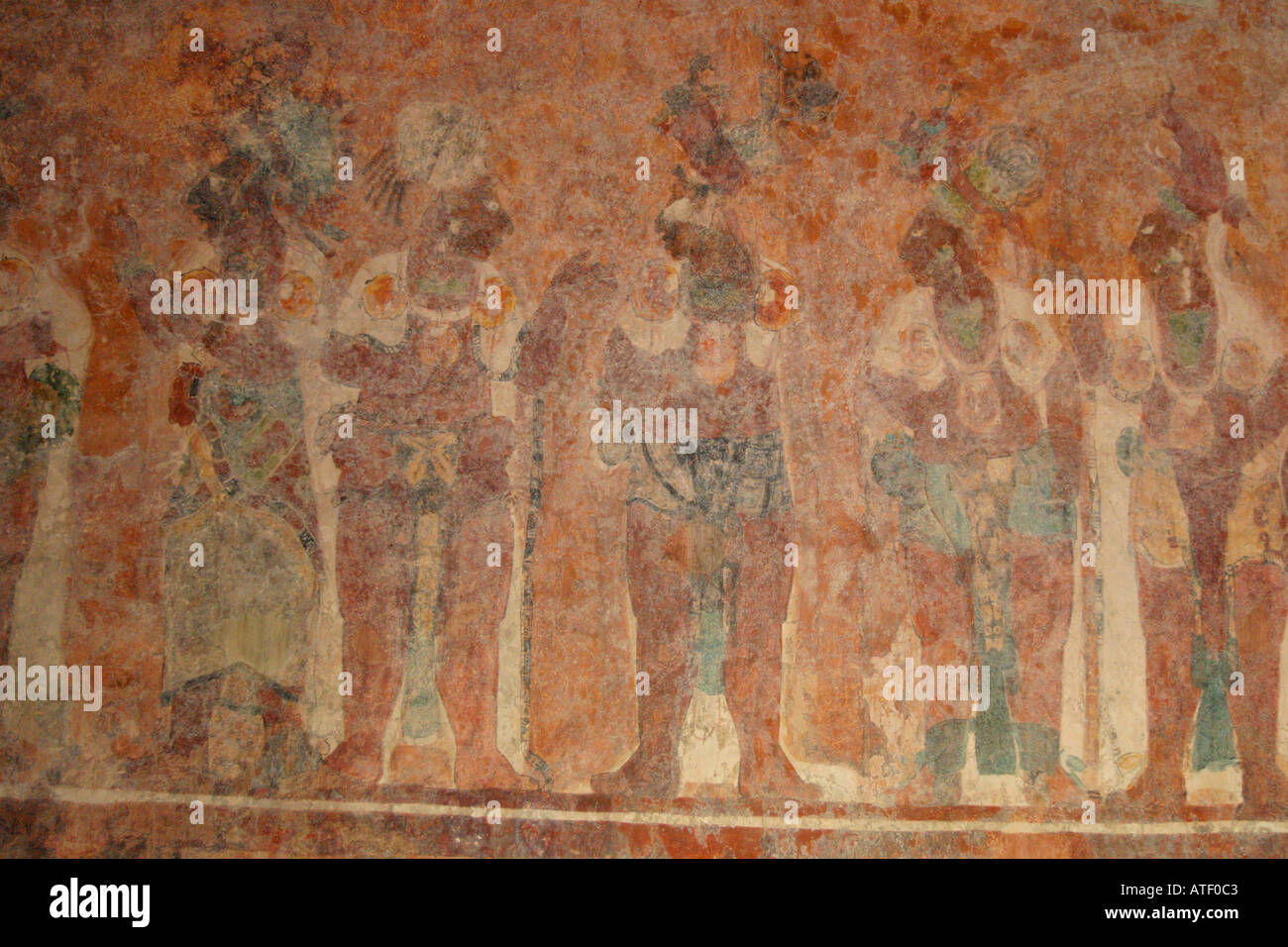 The beautiful Mayan paintings at Bonampak near Palenque Mexico Stock ...