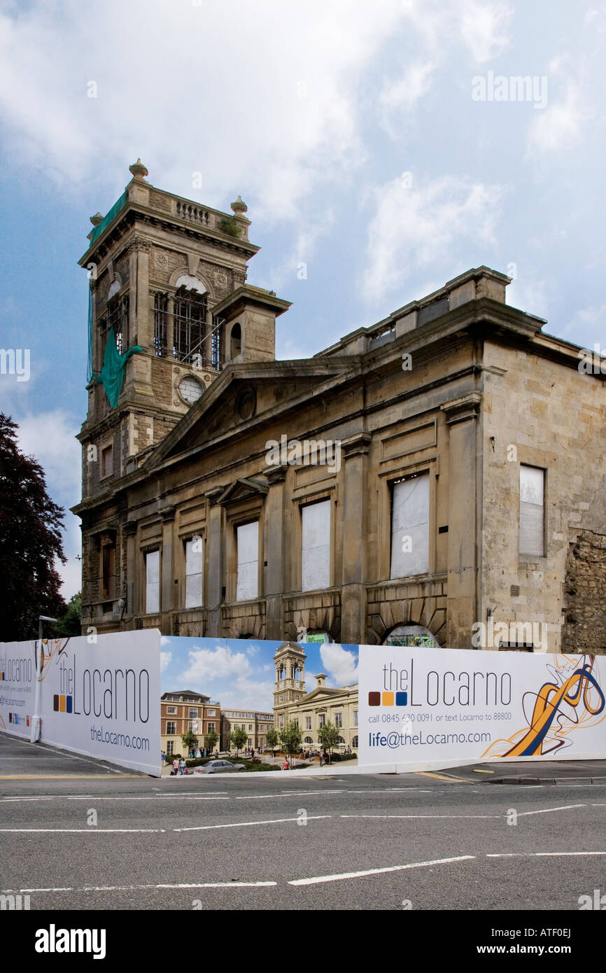 Old Town Hall and Corn Exchange, Old Town, Swindon with hoardings ...