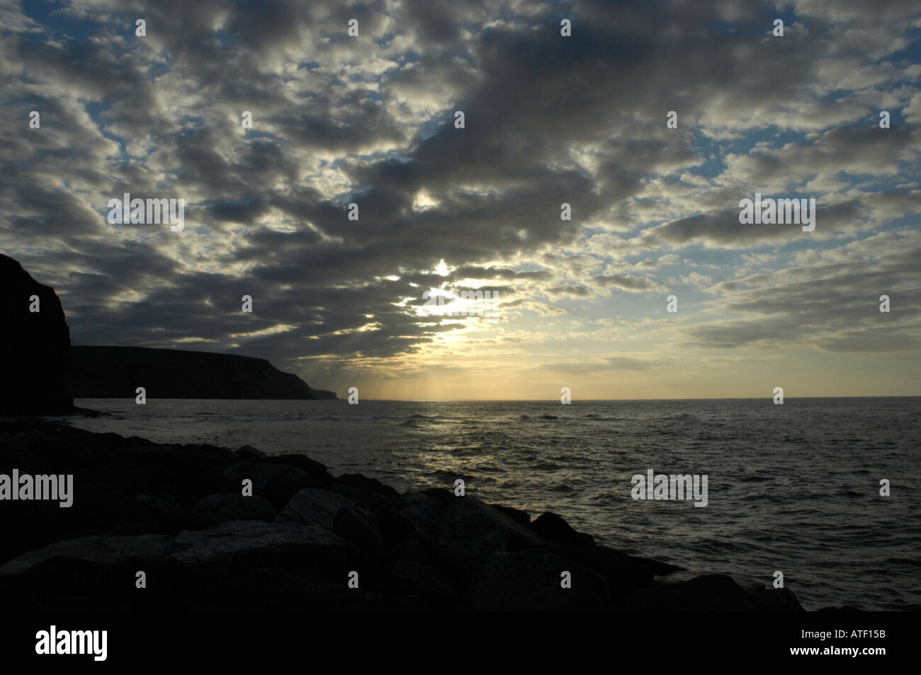 Sunset over Boulby Cliffs North Yorkshire England Stock Photo - Alamy