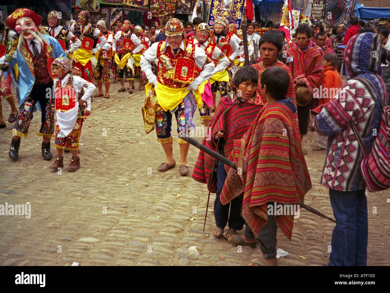 Indigenous people man boy in colourful costumes celebrate history dance ...