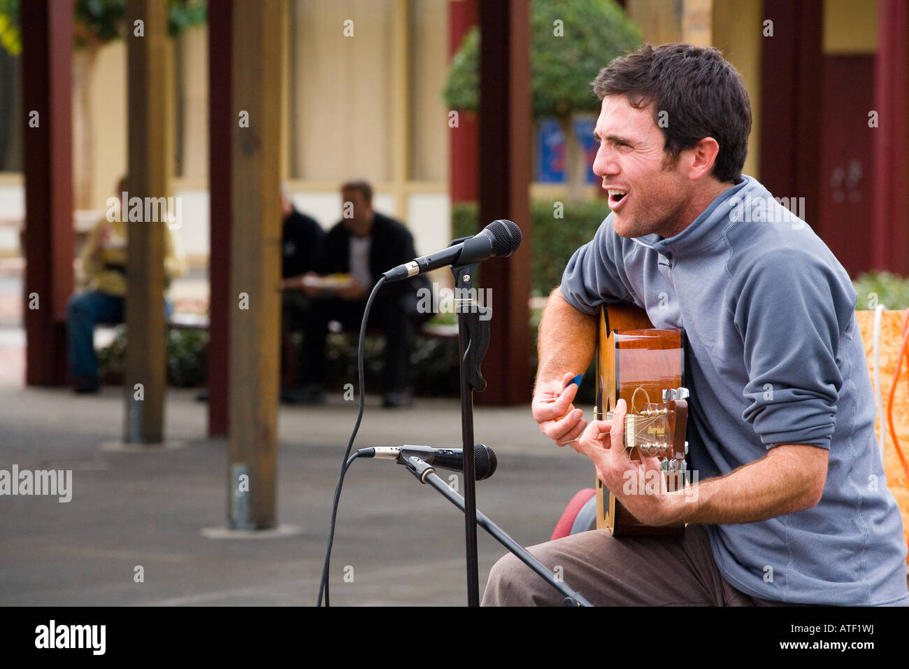a musician sings and plays guitar Stock Photo - Alamy
