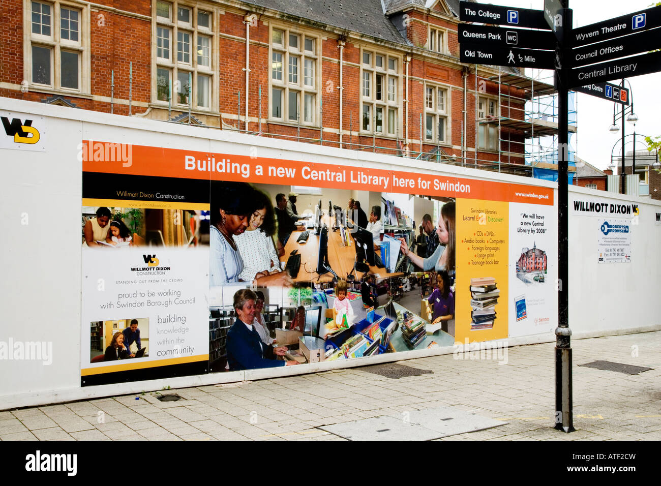 Hoardings around Swindon Town Hall during the construction of the new ...