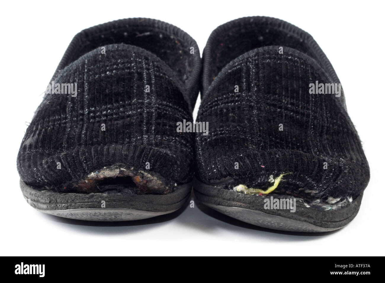 Pair of old worn out slippers comfort concept Stock Photo - Alamy
