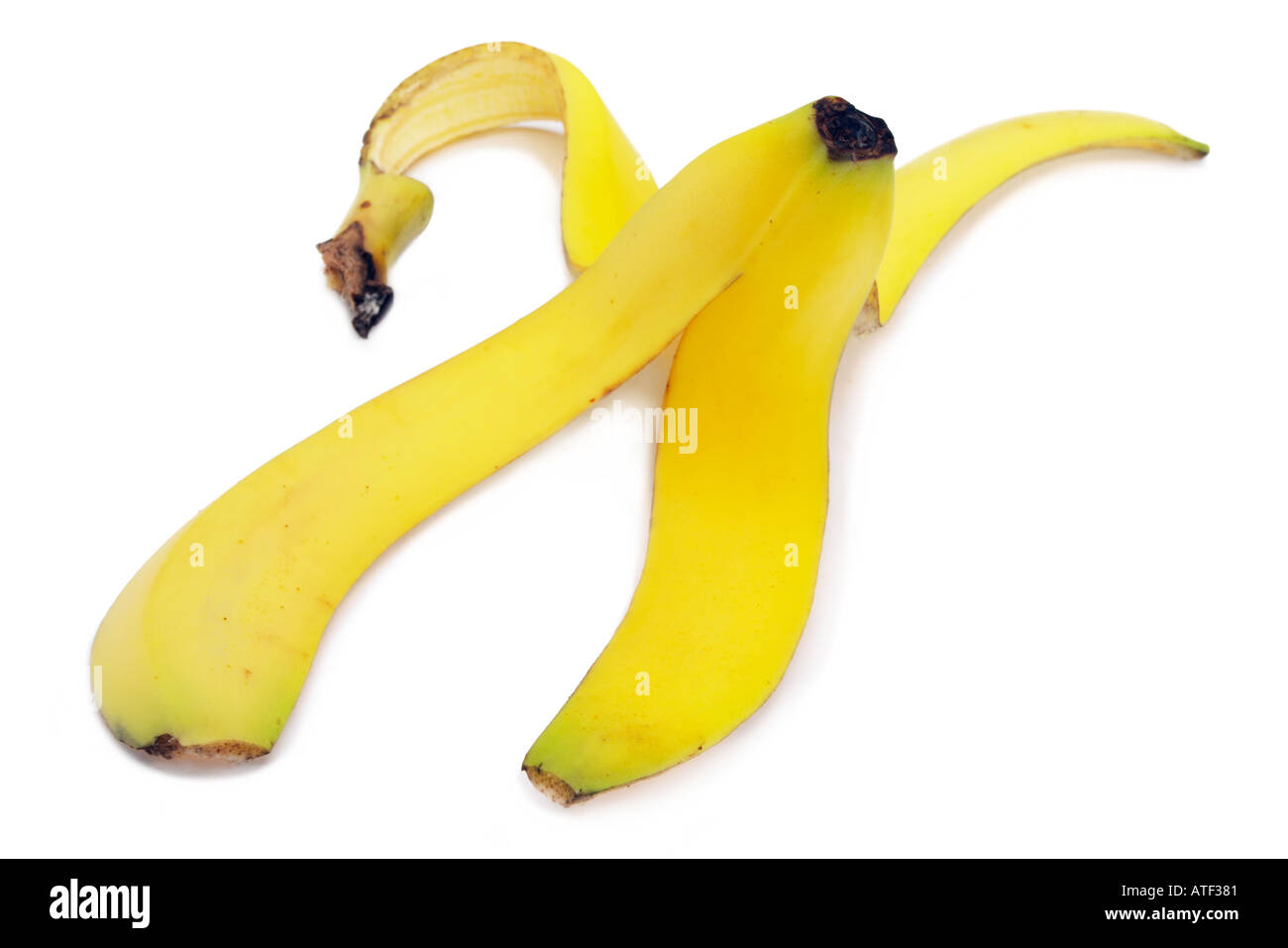 Banana skin 2 closeup on white background Stock Photo - Alamy