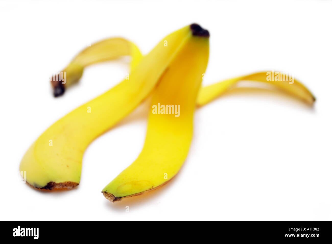 Banana skin 3 shallow depth of field unforeseen concept Stock Photo - Alamy