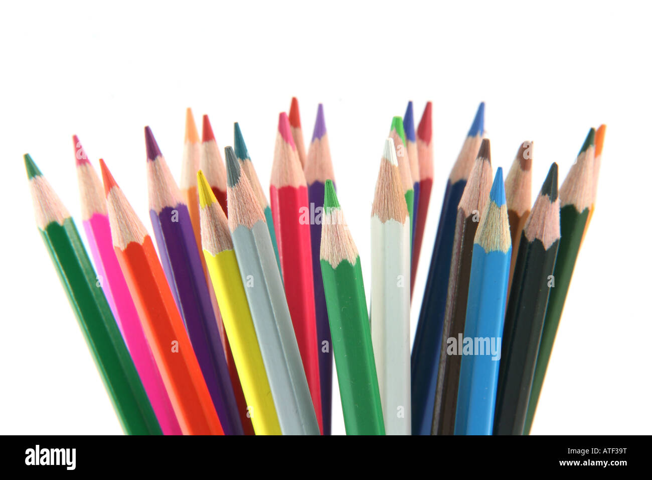 multy color pencils texture isolated on white background creativity ...
