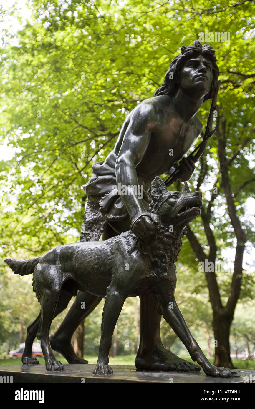 Indian Hunter Statue, Central Park, Manhattan, New York Stock Photo - Alamy