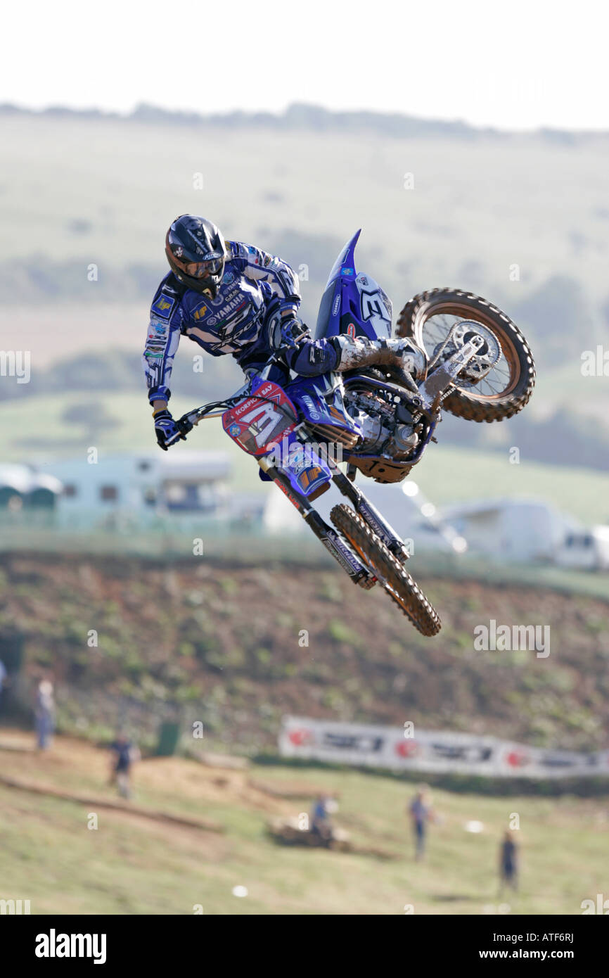 A Motocross MX racer in action Stock Photo - Alamy