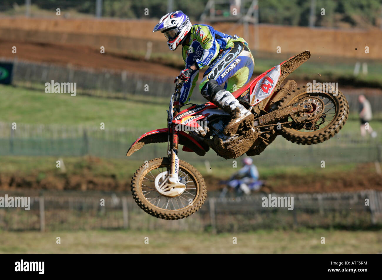 A Motocross MX racer in action Stock Photo - Alamy
