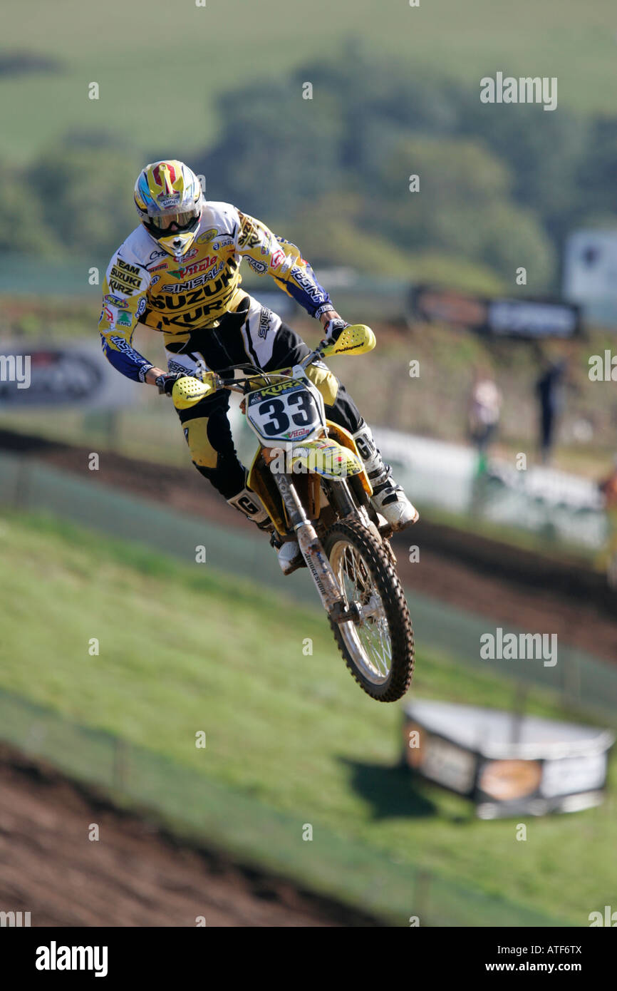 A Motocross MX racer in action Stock Photo - Alamy