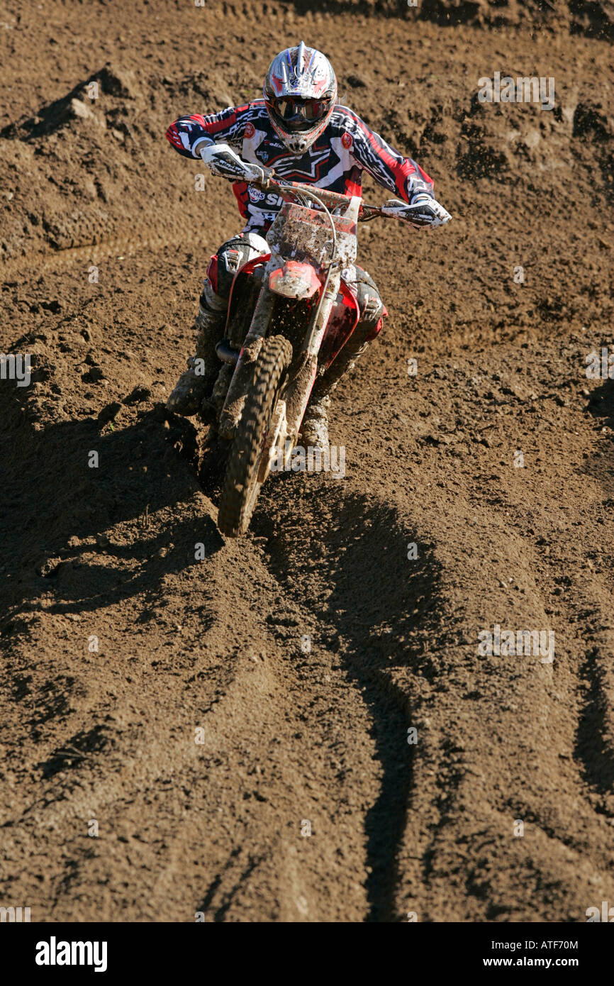 A Motocross MX racer in action Stock Photo - Alamy