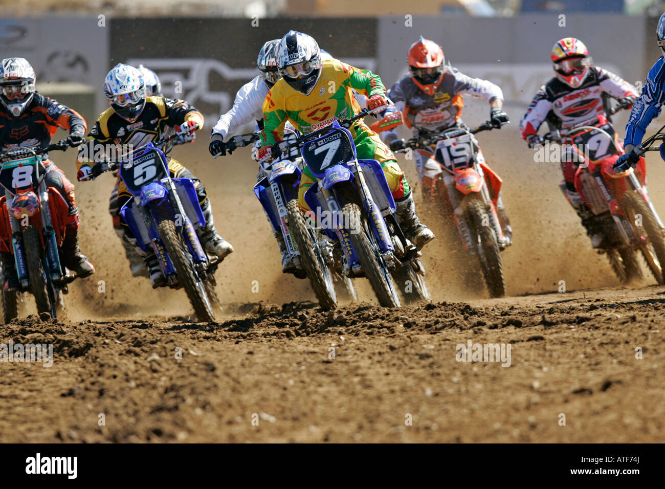 Motocross MX racers in action Stock Photo - Alamy