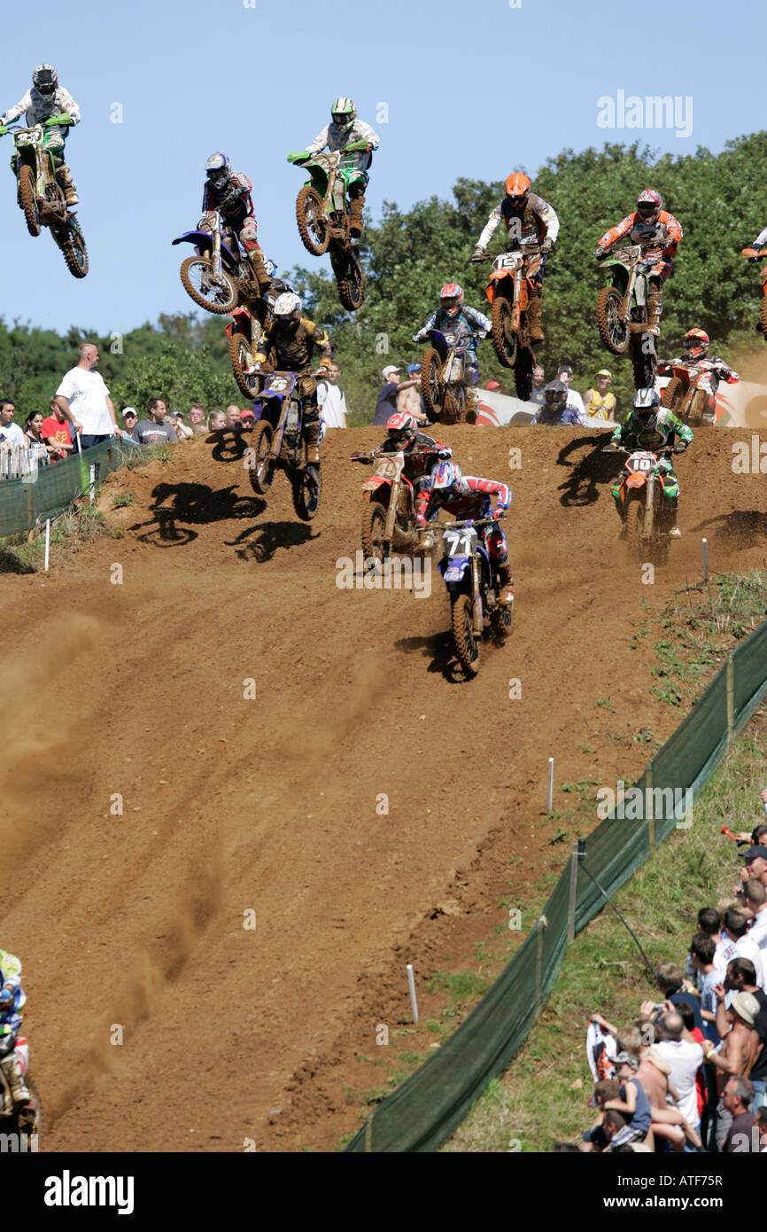 Motocross MX racers in action Stock Photo - Alamy