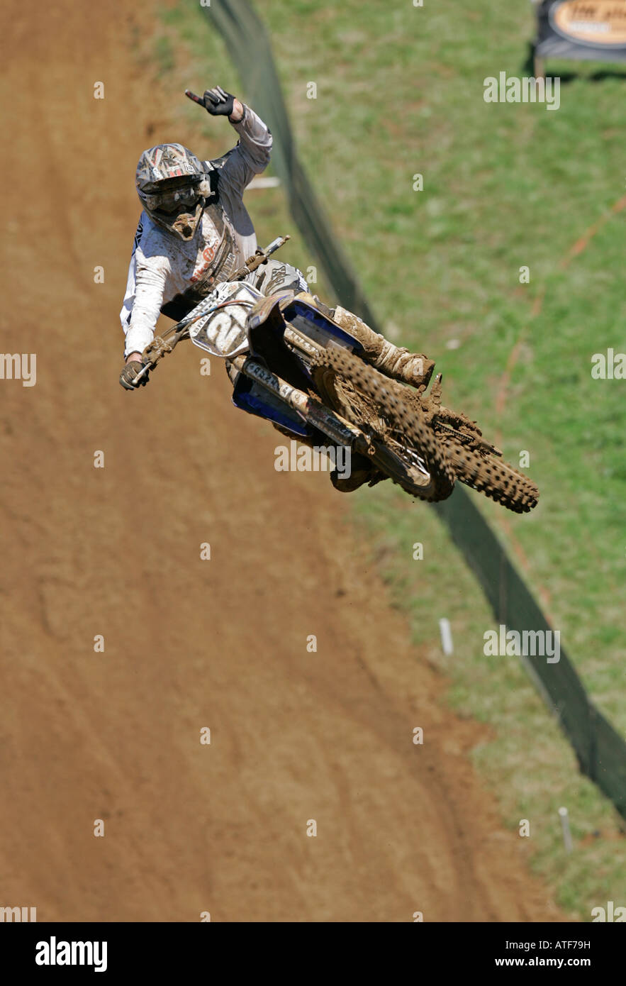 A Motocross MX racer in action Stock Photo - Alamy
