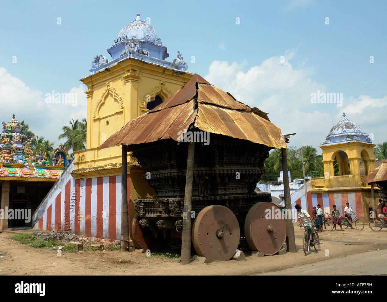 typical south indian temple cart under cover waiting for use Stock ...