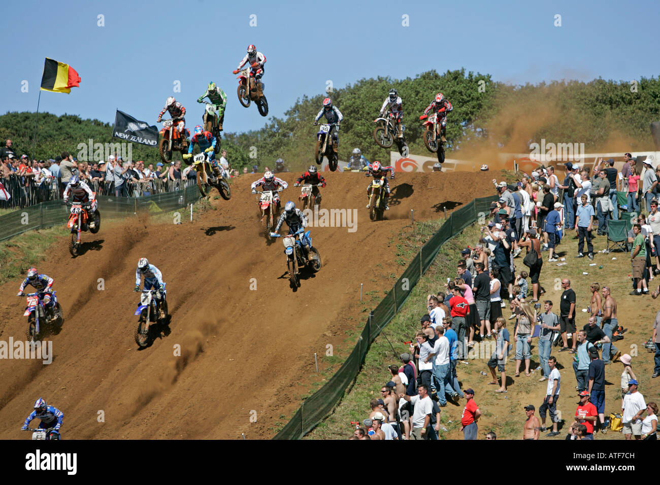 Motocross MX racers in action Stock Photo - Alamy