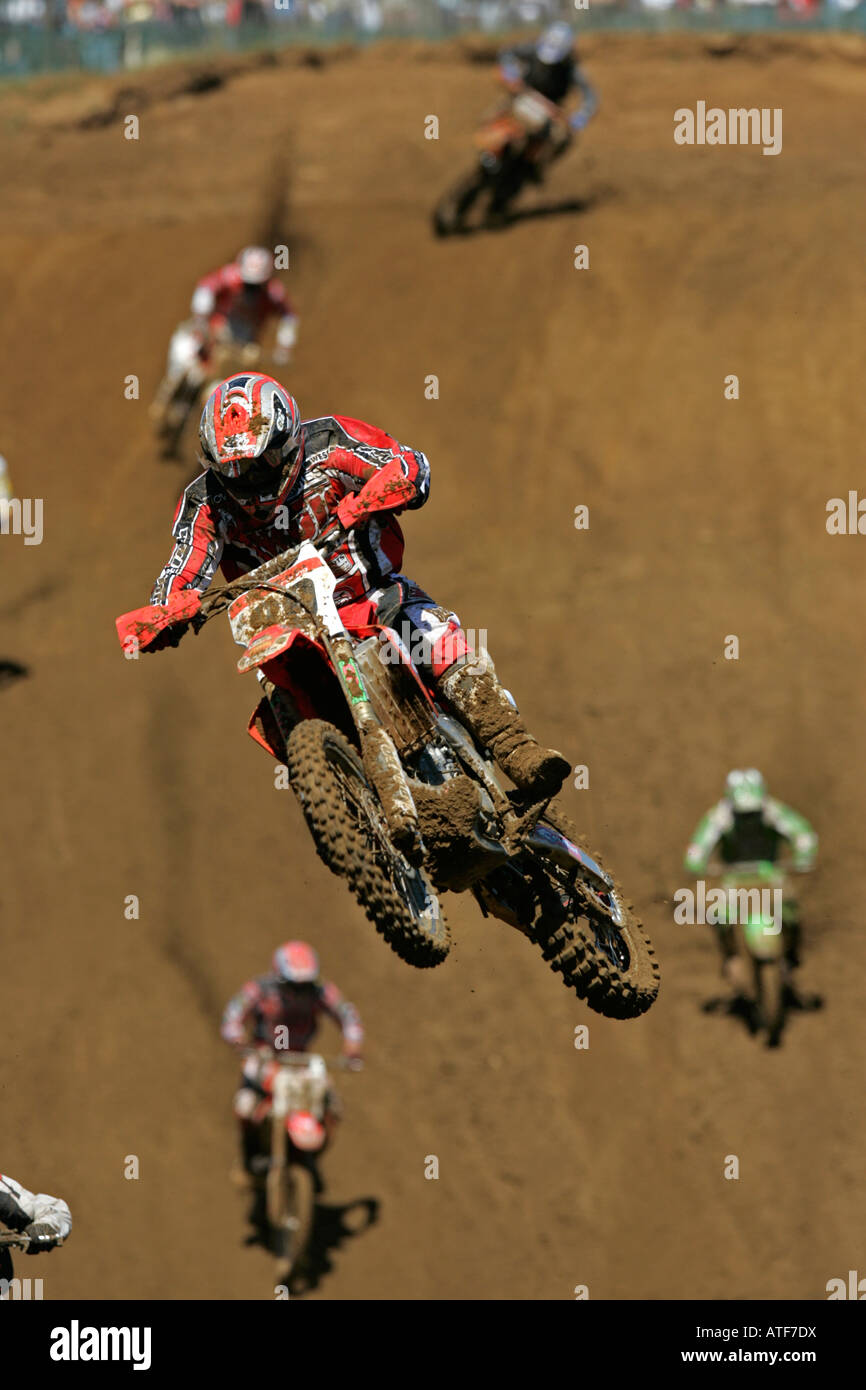 Motocross MX racers in action Stock Photo - Alamy
