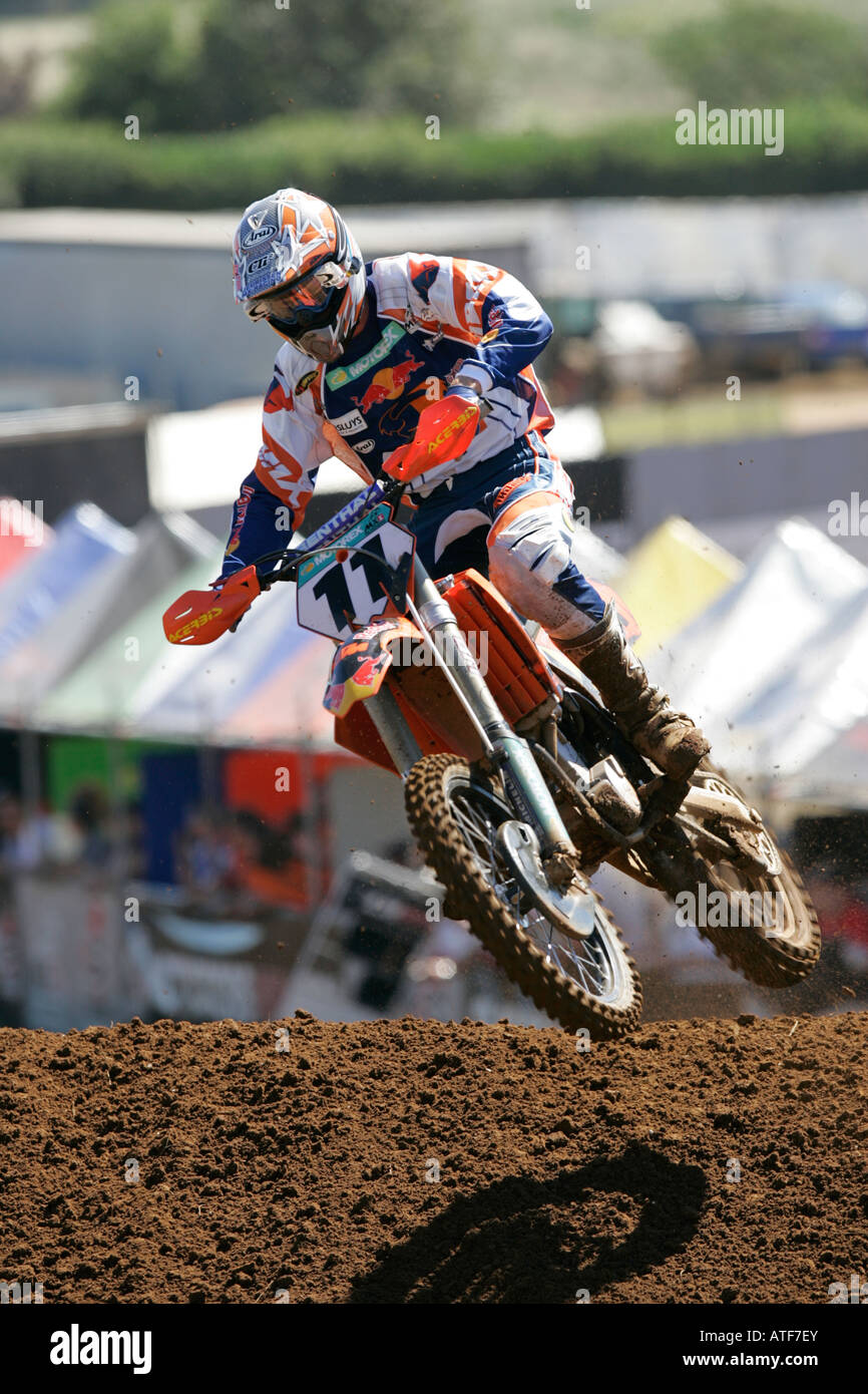 A Motocross MX racer in action Stock Photo - Alamy