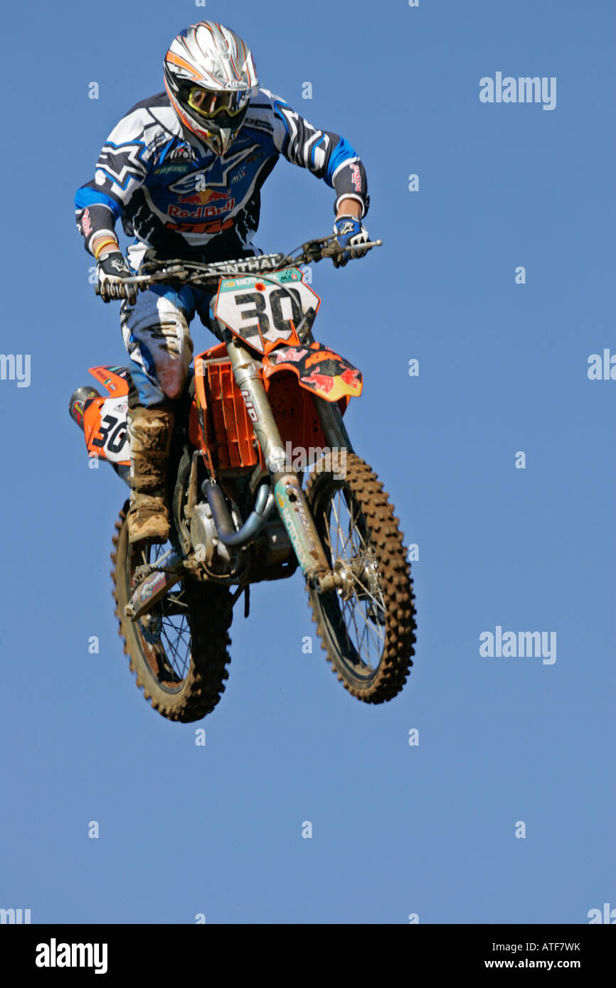 A Motocross MX racer in action Stock Photo - Alamy