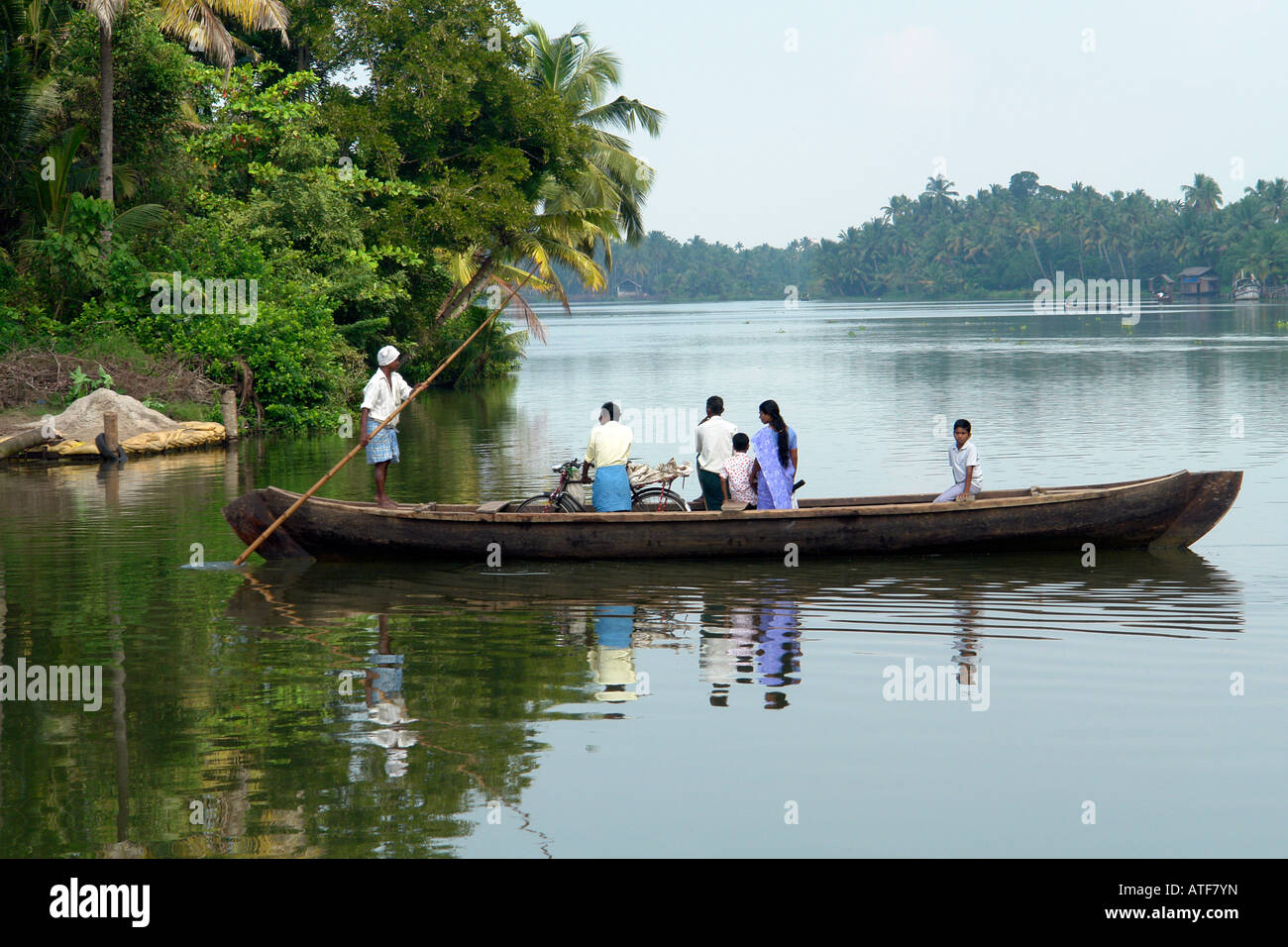 local ferry boat crossing the malabar backwaters Stock Photo - Alamy