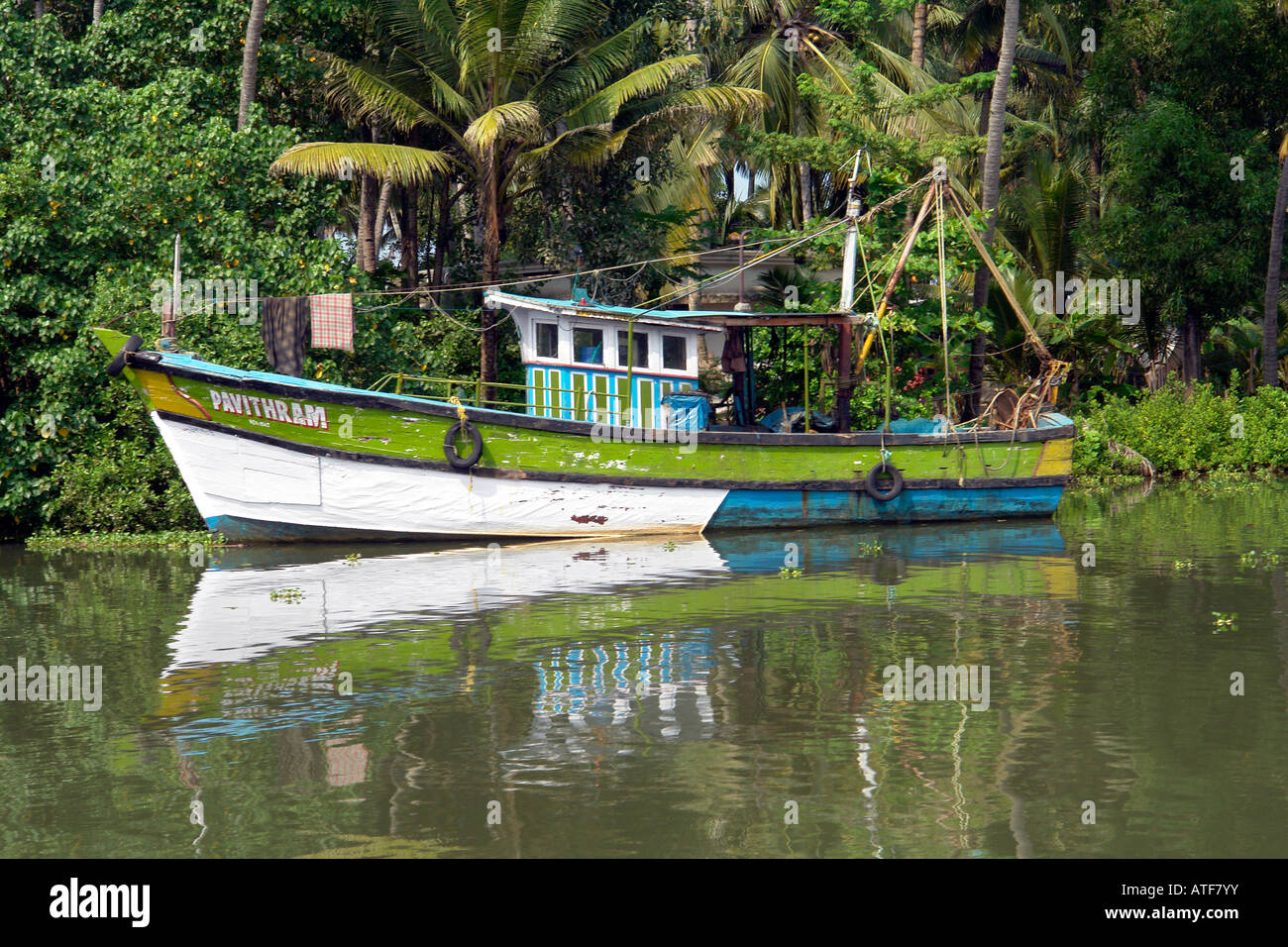 typical indian fishing boat on the kerala backwaters south india Stock ...
